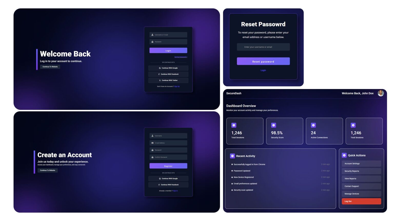 User Login Form With Dashboard - Webcrowd