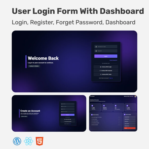 User Login Form With Dashboard - Webcrowd