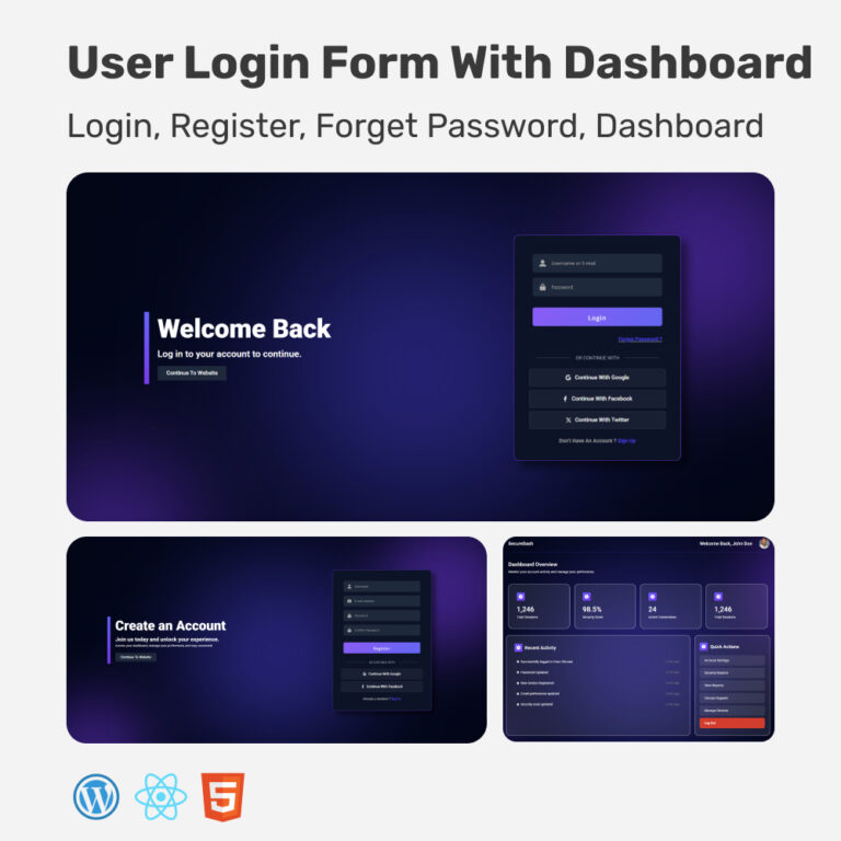 User Login Form With Dashboard - Webcrowd